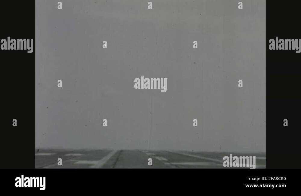 Boeing B-52 Stratofortress aircraft take off from airbase - 1957 Stock ...