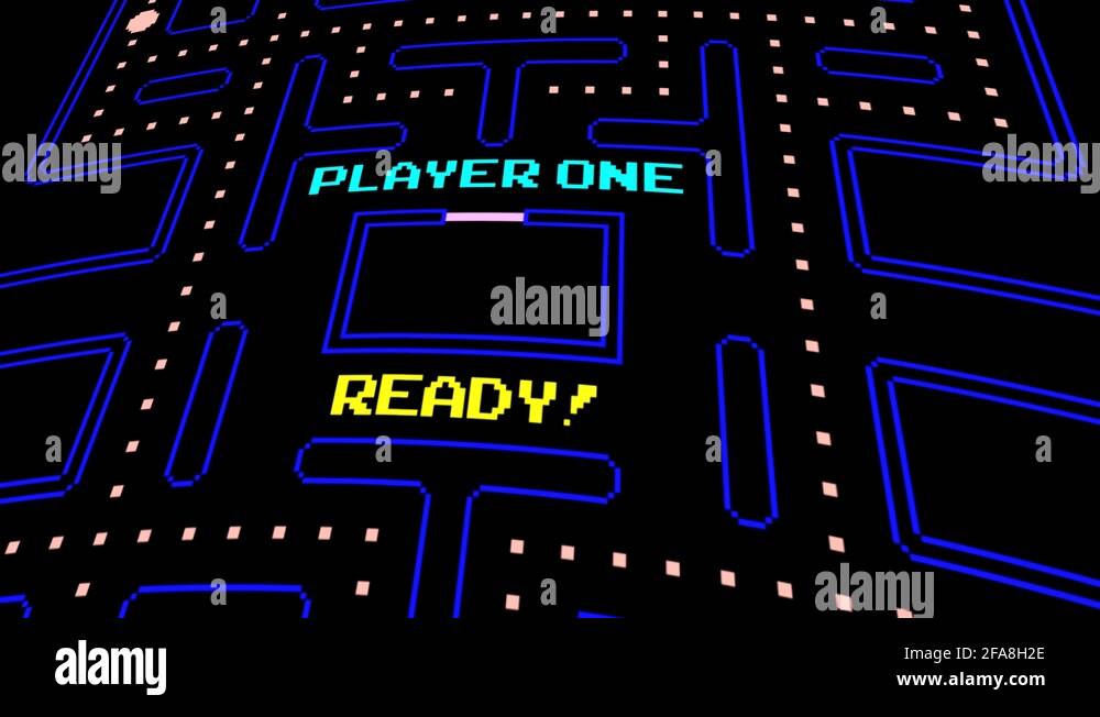 Pac Man arcade game - Motion graphics - close up angle with CRT effect ...