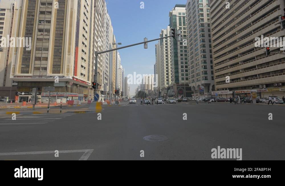 Intersection in downtown Abu Dhabi Stock Video Footage - Alamy