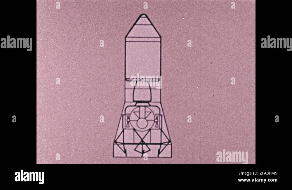 1960s: UNITED STATES: drawing of lunar module. Animation of lunar ...