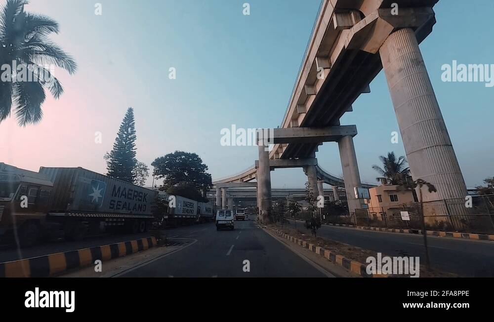 Architectural construction metro line bridge pillars Stock Video ...