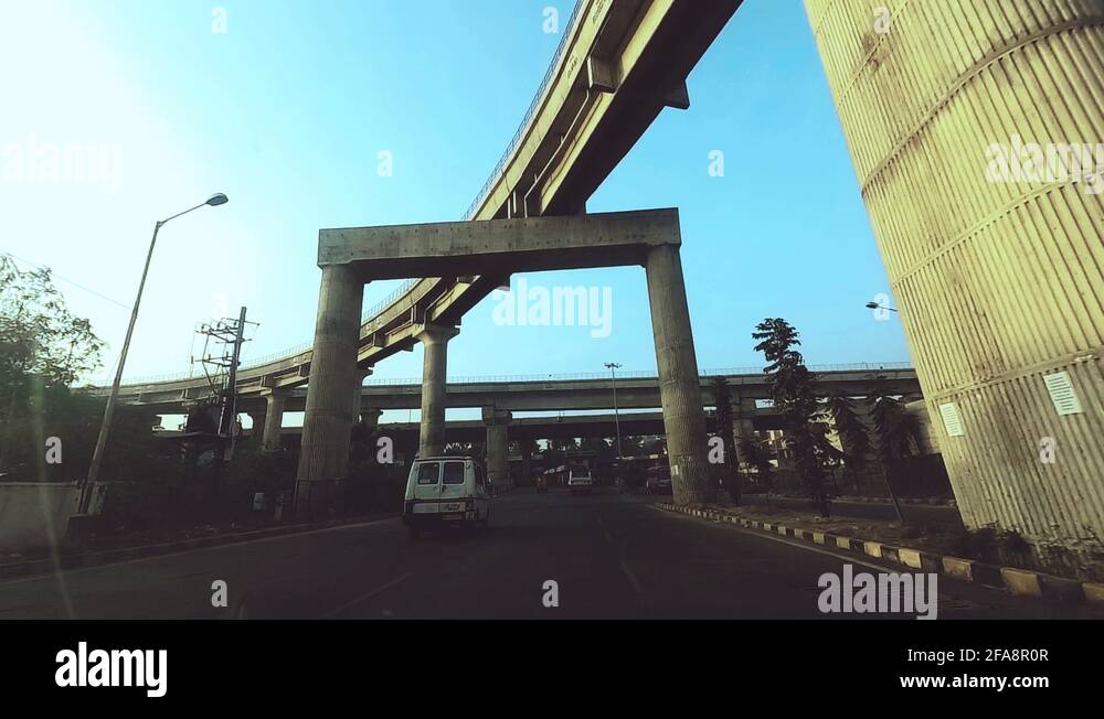 Architectural construction metro line bridge pillars Stock Video ...