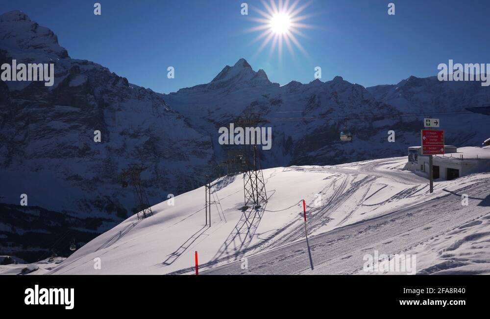 Gondola Lift Station from First Grindelwald in the Bernese Alps Stock ...
