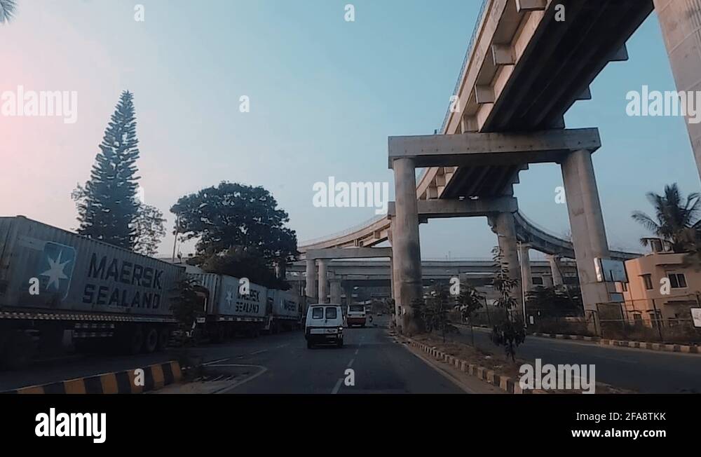 Architectural construction metro line bridge pillars Stock Video ...