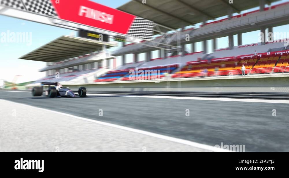 White Formula one racing car crossing finish line Stock Video Footage ...