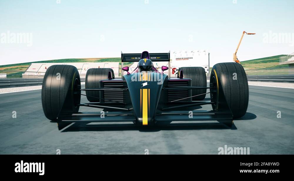 Formula one racing car crossing finish line and winning the race ...