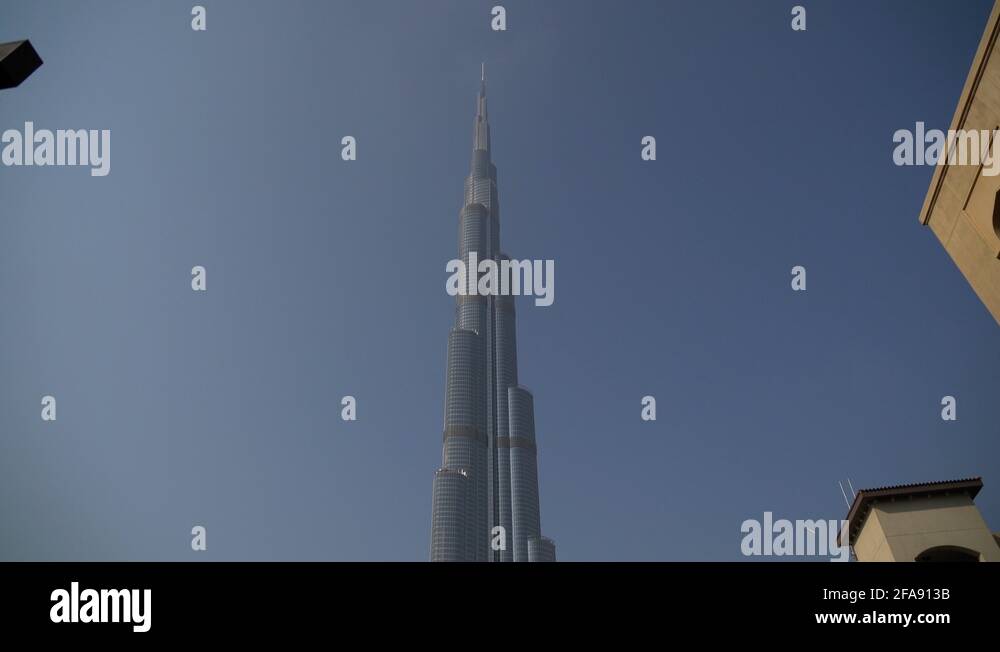 Tilt down of Burj Khalifa Tower Stock Video Footage - Alamy