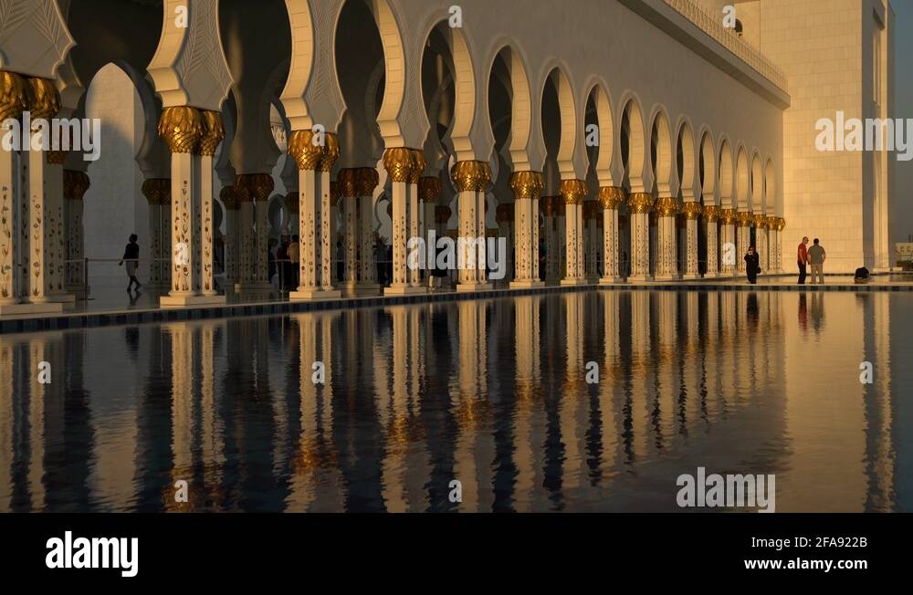 Arcades at Sheikh Zayed Grand Mosque in Abu Dhabi Stock Video Footage ...