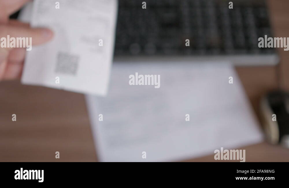 A man scans the QR code on a check from a supermarket Stock Video ...