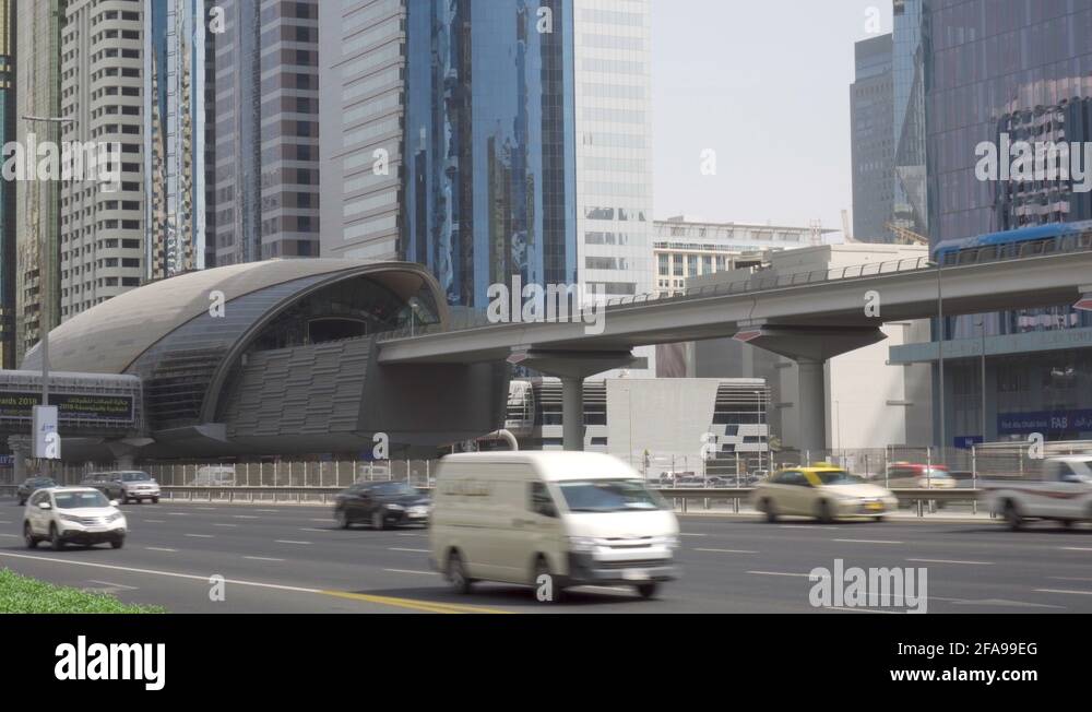 Sheikh Zayed Road. Trains of the Dubai Metro, UAE Stock Video Footage ...