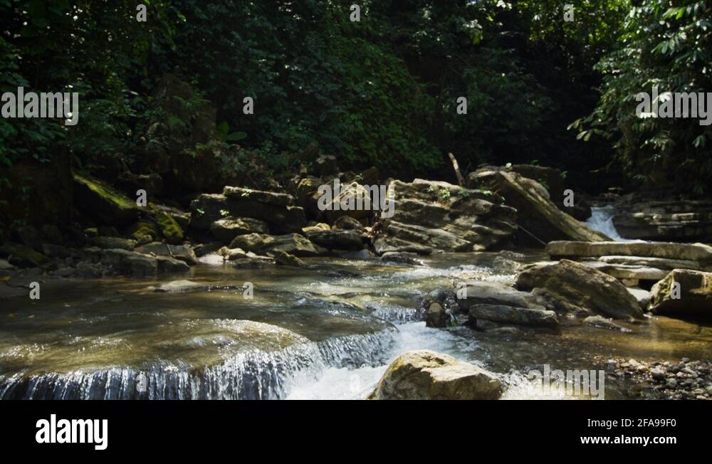 Costa Rica River Rocks Waterfall Jungle Beautiful Background 4K Stock ...