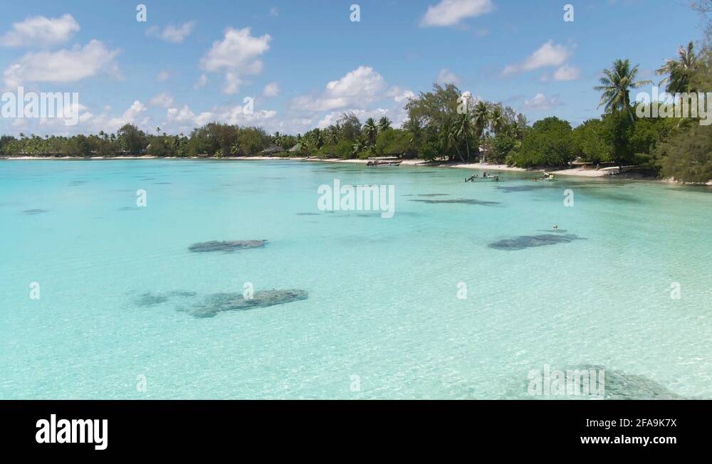 Lagoon of a Motu Island in Rangiroa Atoll, French Polynesia Stock Video ...