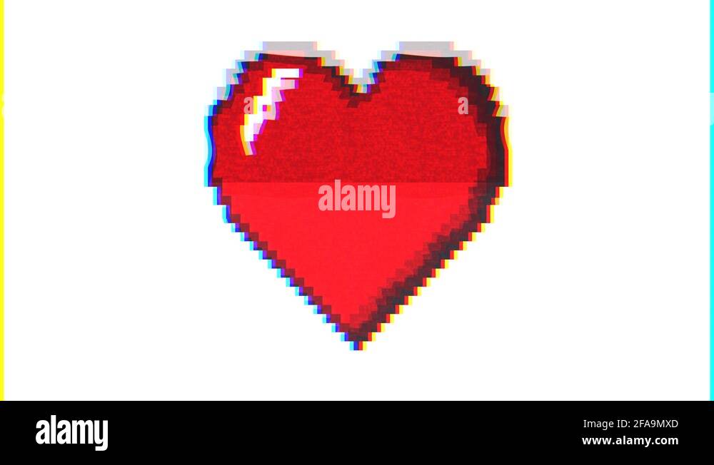 Noise fx Pixel art heart red shape white bg Stock Video Footage - Alamy