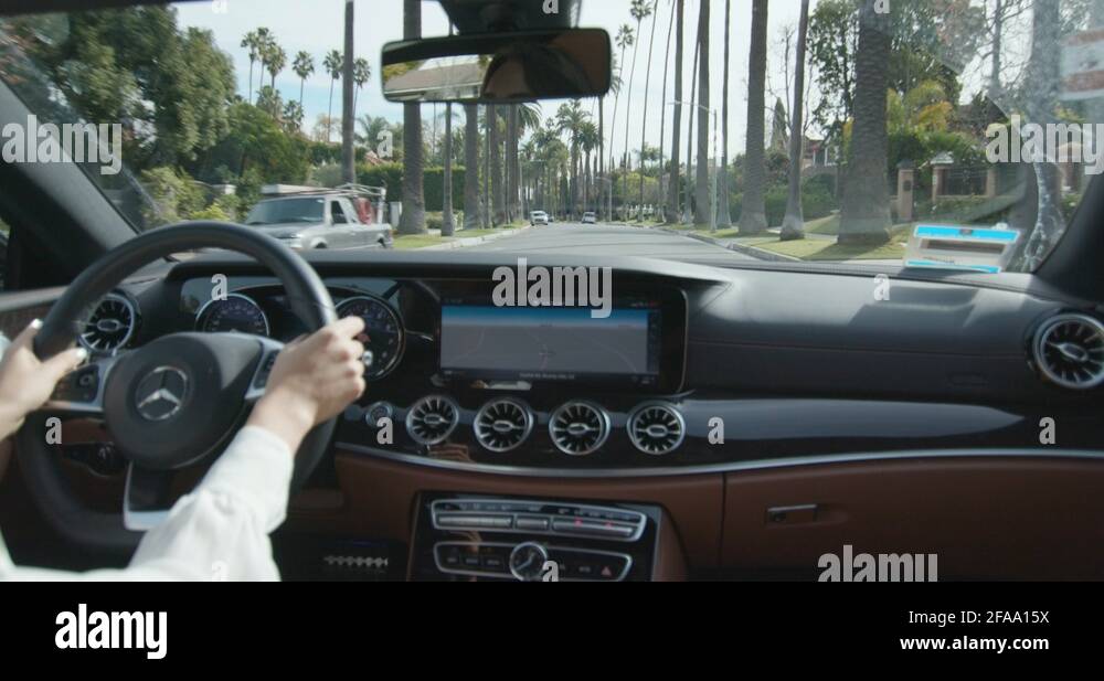 Woman driving luxurious car in Los Angeles / Mercedes Benz Interior ...