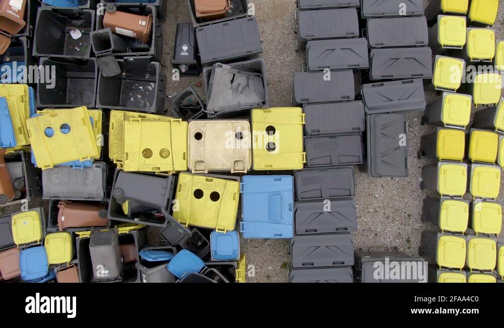 DRONE TOP DOWN: Flying away from dumpsters and garbage bins with ...