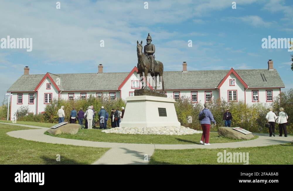 A crowd of tourist visiting Fort Calgary. Shot in UHD in Calgary ...