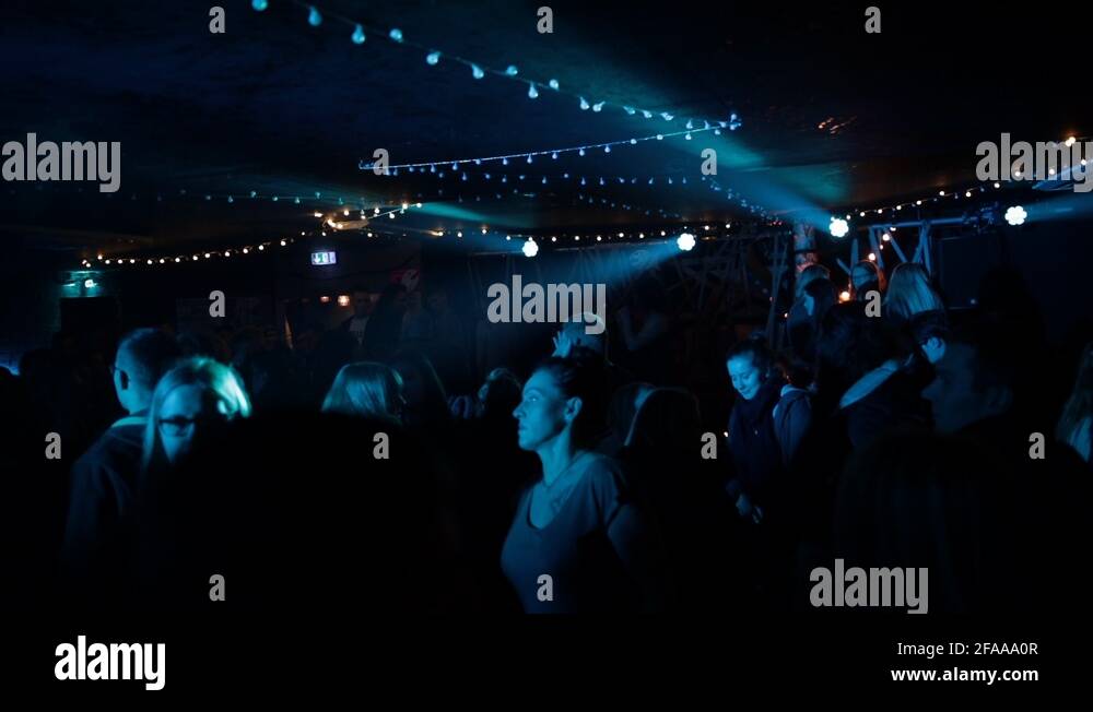 Party people dancing in a crowded night club. Shot in Full HD at 60 fps ...