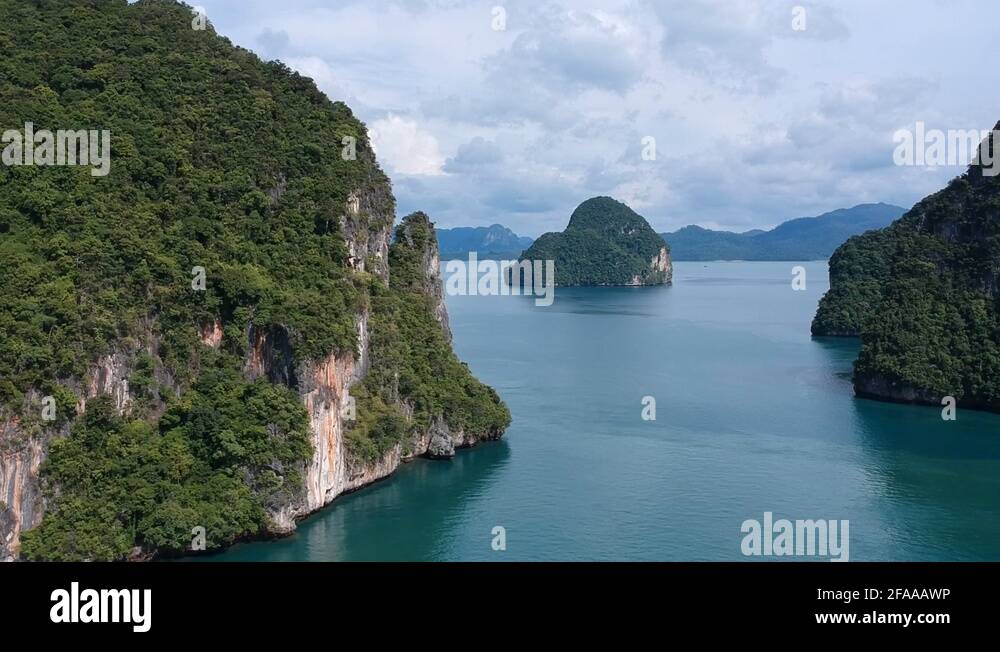 Drone footage of islands in Thailand with limestone rock formation ...