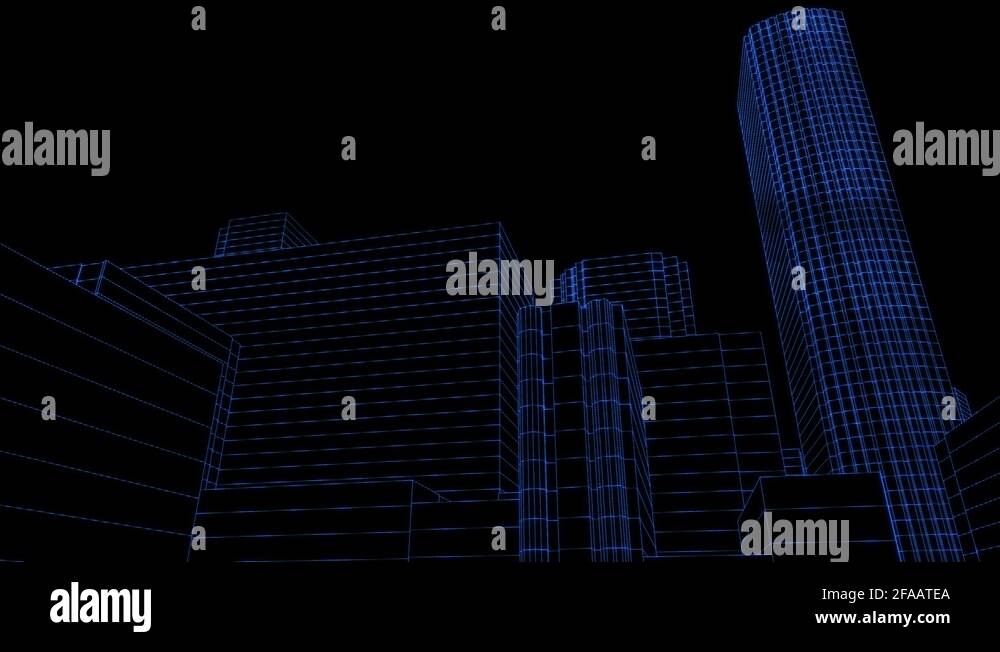4K Futuristic Cyberpunk Wireframe Sci-Fi City 3D Animation 6 Stock ...