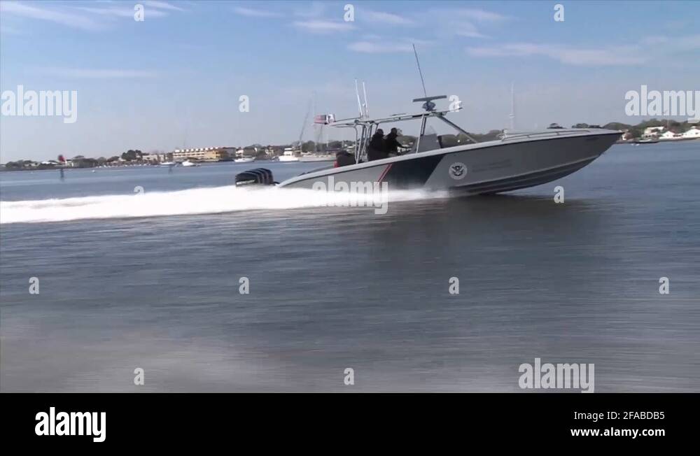 CBP Air and Marine patrols in midnight express boat - 2014 Stock Video ...