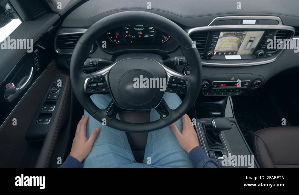 Self-driving steering wheel of an autonomous autopilot driverless car ...