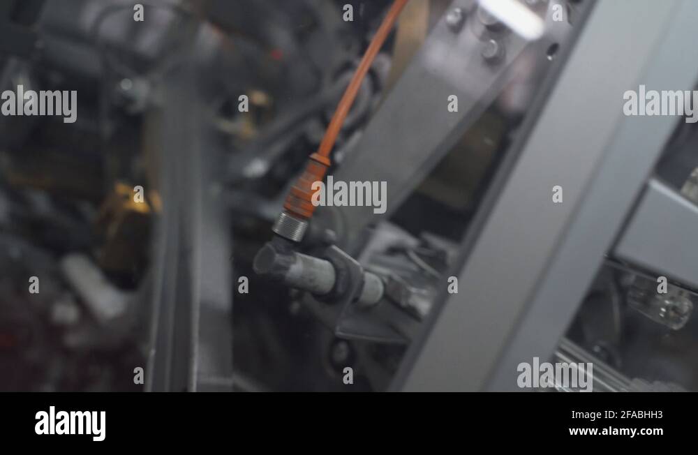 Chocolate factory, chocolate candies packaging process, view of factory ...