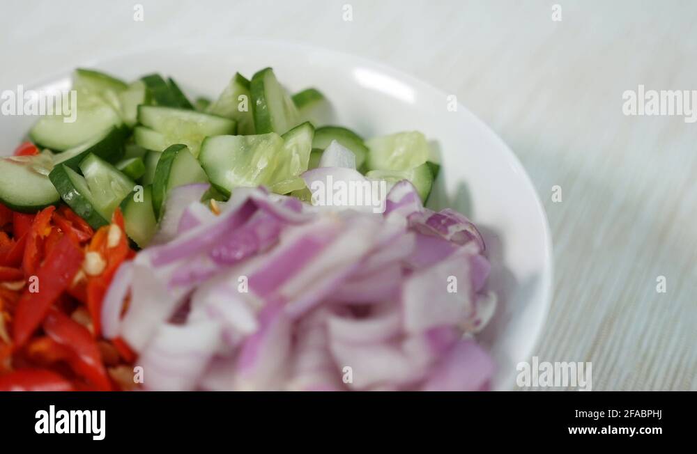 Islamic Dish made of Cucumber Slices and Onions in Vinegar, Chilli and ...