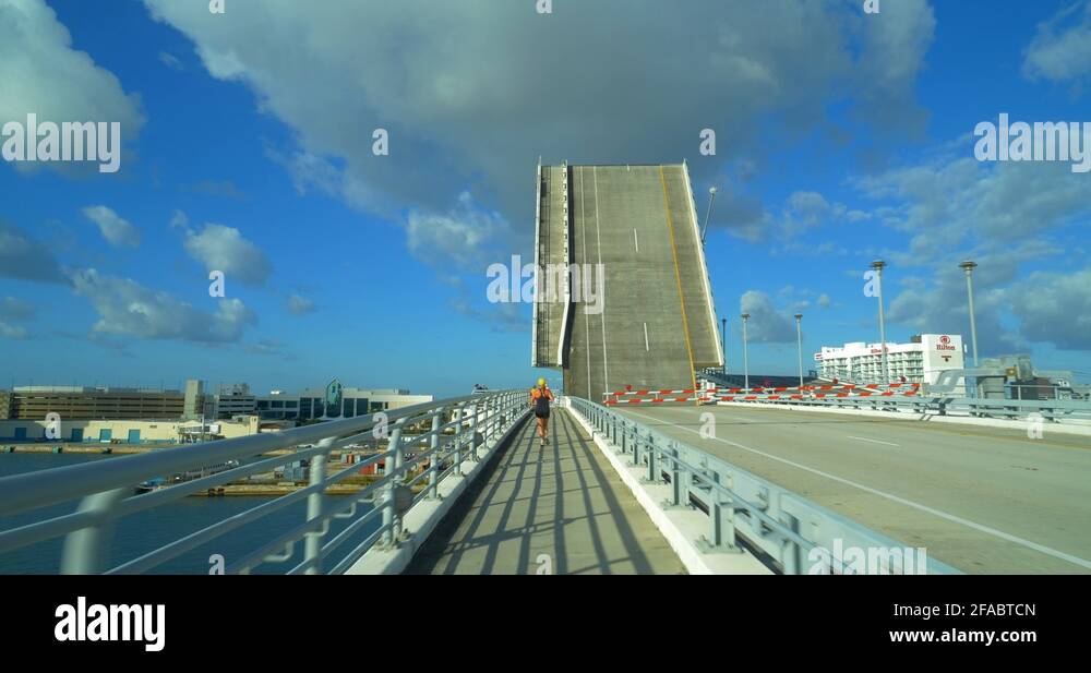 17th Street Bridge Fort Lauderdale Pedestrian Path Stock Video Footage