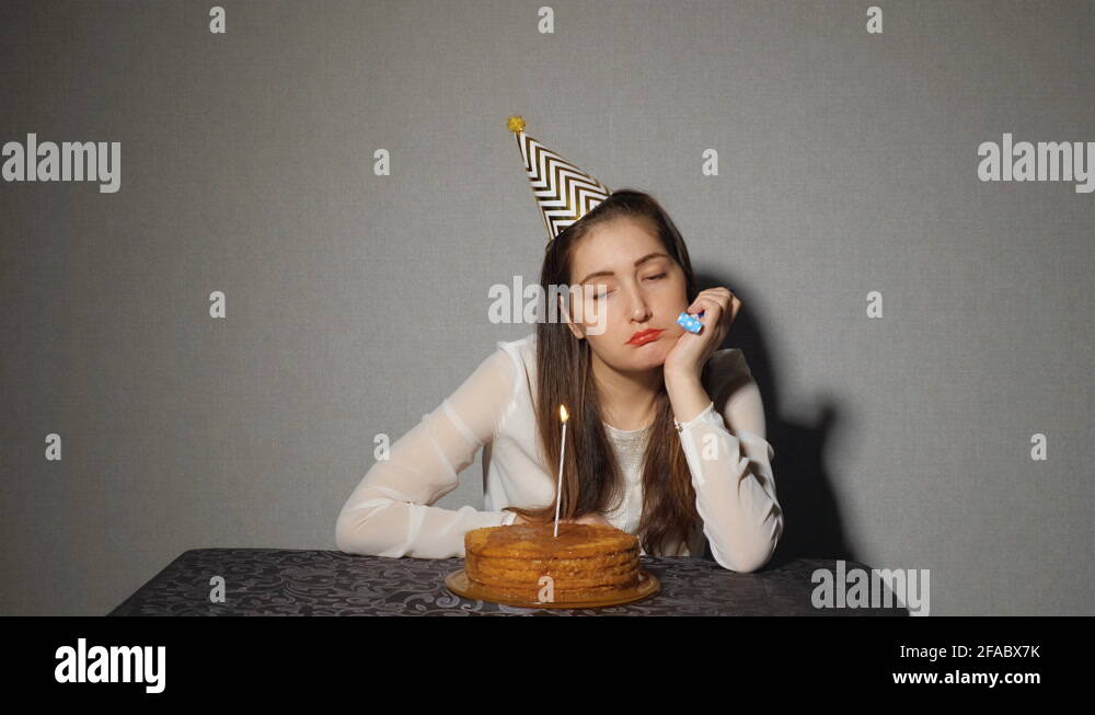 Unhappy birthday girl sad and disappointed because nobody came to ...