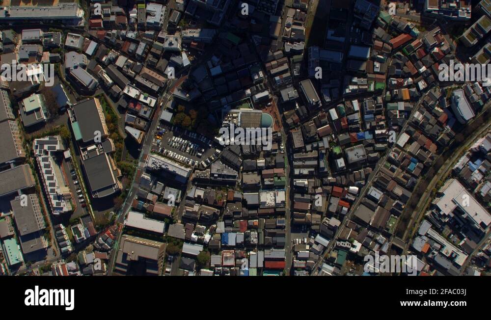 Tokyo, Japan circa-2018. Overhead aerial view of downtown buildings in ...