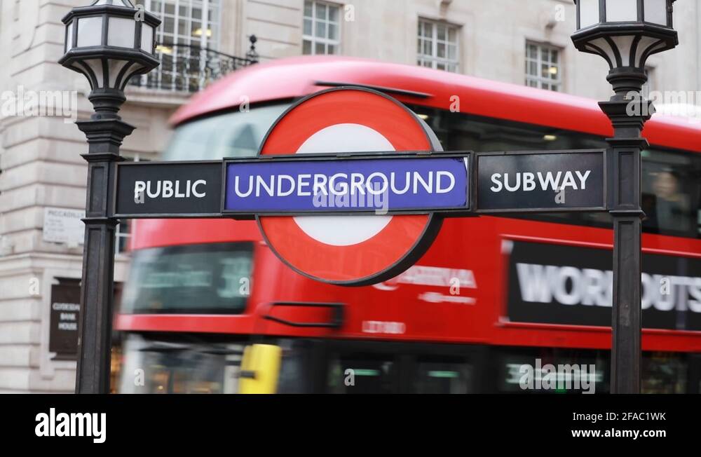 London Underground station iconic emblem over the entrance to a tube ...