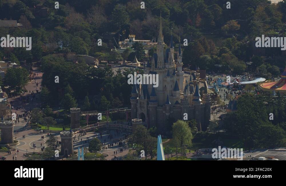 Tokyo, Japan circa-2018. Aerial view of Disneyland theme park in Tokyo ...