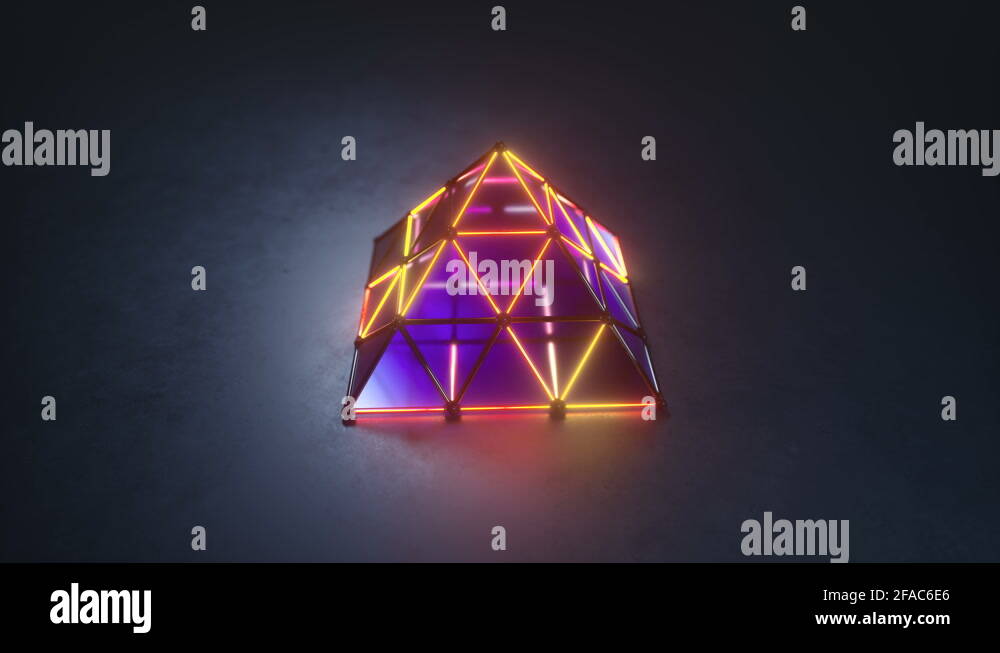 Flickering illuminating pyramid 3D render seamless loop animation Stock ...
