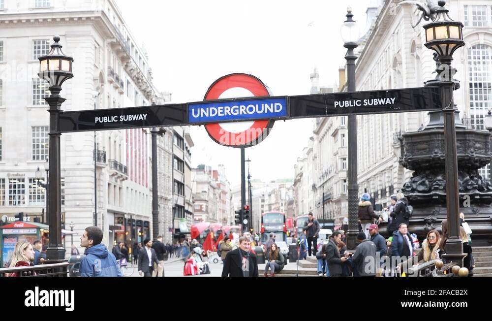 London Underground station iconic emblem over the entrance to a tube ...