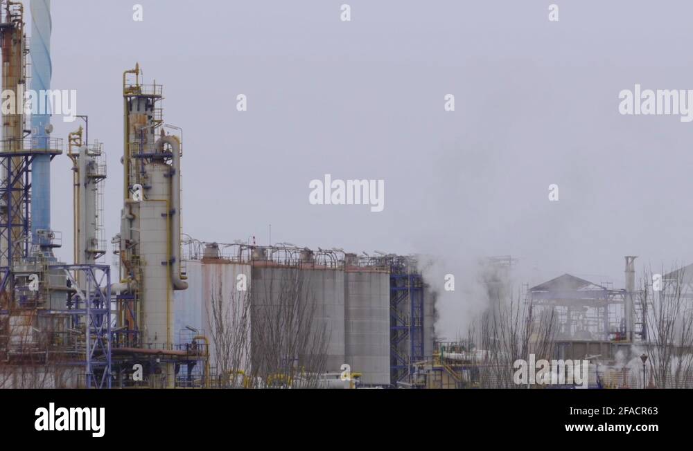 Factory steam stack - petrochemical and petroleum Industry Stock Video ...