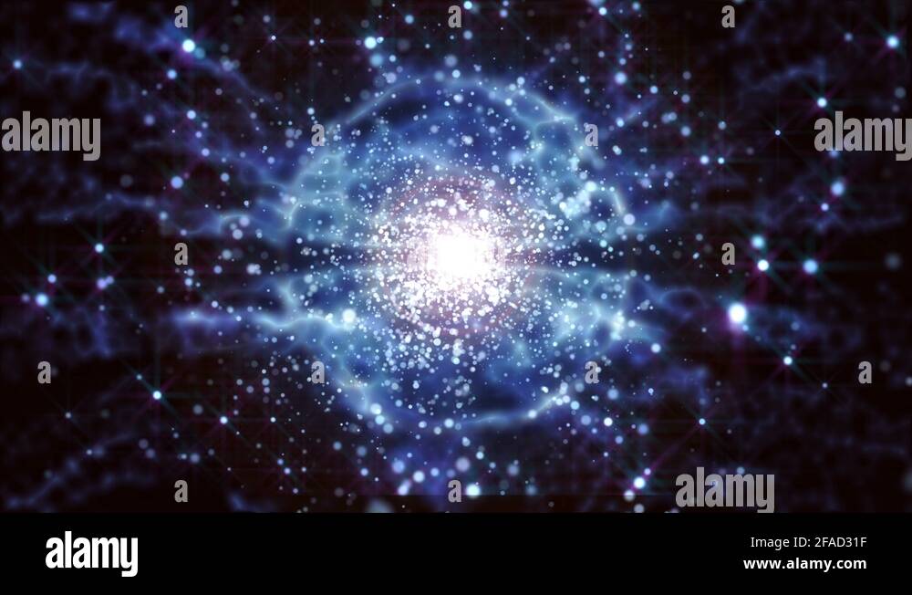 4K Abstract motion background shine particles dust wave circle sphere ...