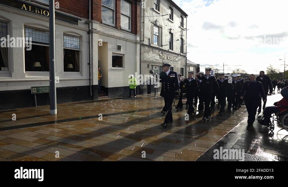 The 100 year remembrance day parade marching to the memorial for the ...