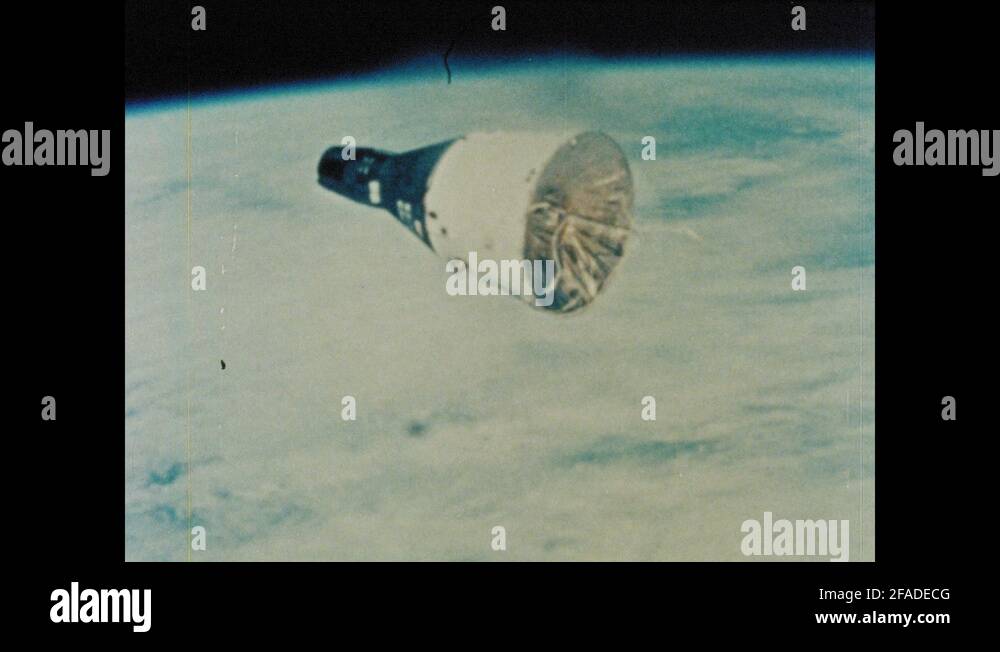 1960s: Gemini command module floats in Earth's orbit Stock Video ...