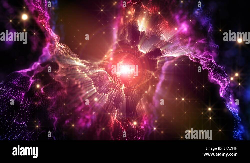 4K Abstract motion background animation shining particles dust wave ...