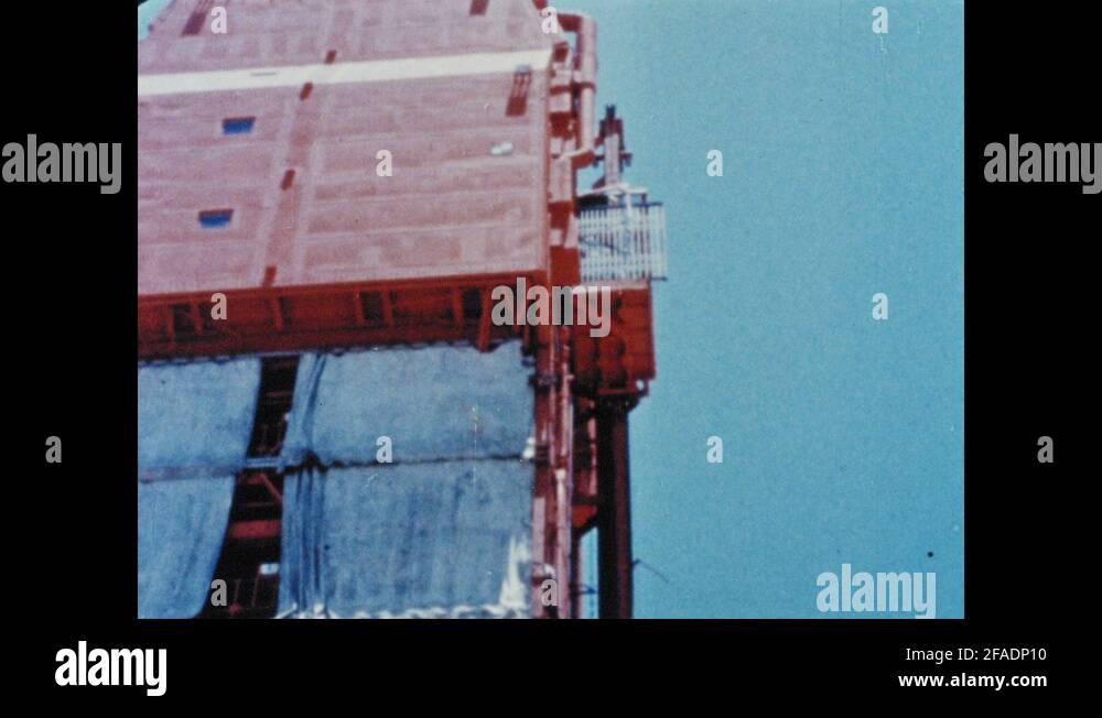 1960s: Elevator reaches top of rocket launch pad with astronauts inside ...