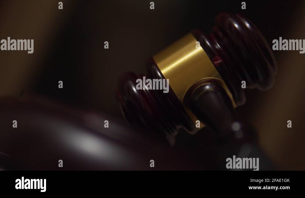 Cinematic Judge Gavel In Courtroom For Justice Establishing Shot Stock ...