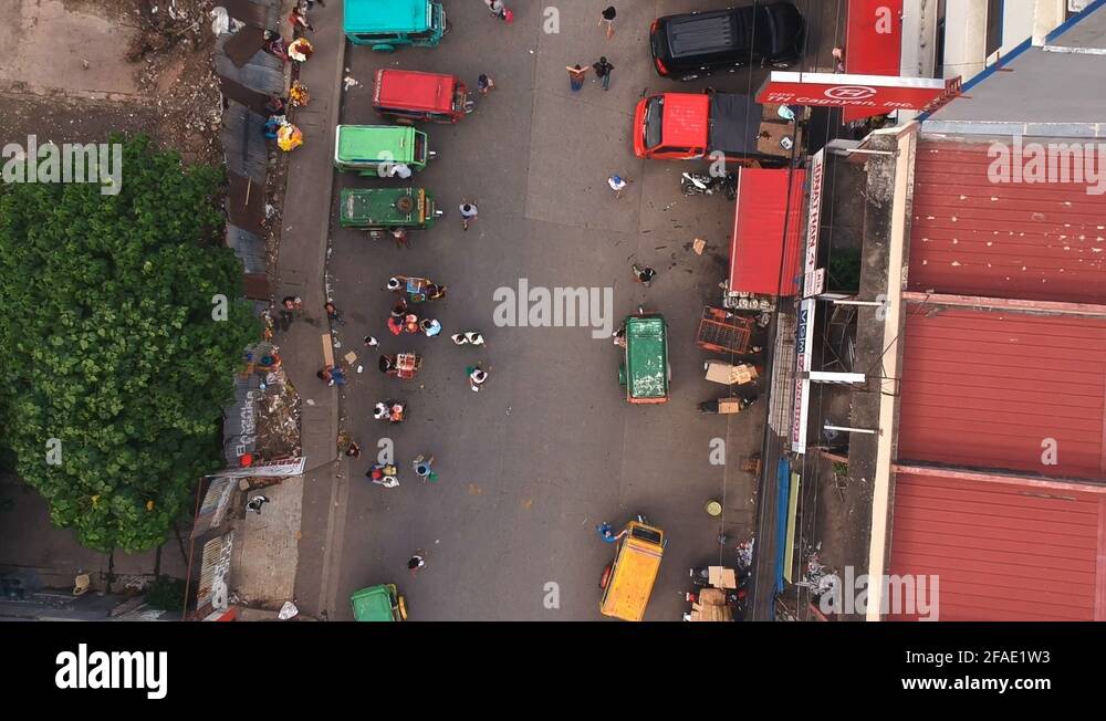 Colorful Aerial View Of A Busy Street In The Philippines Stock Video ...