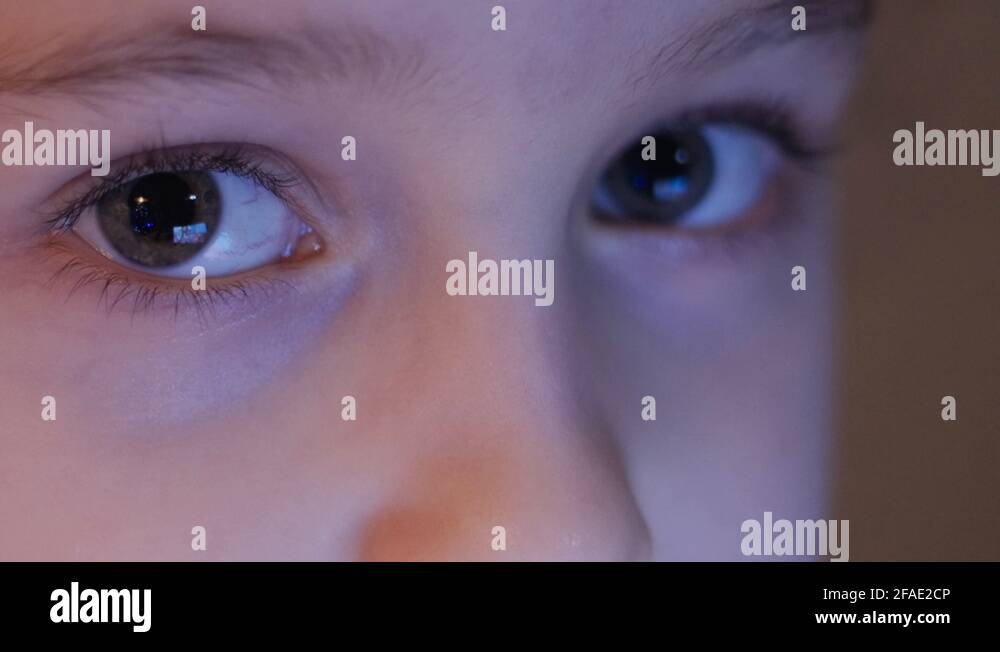 Night Shot of a Cute Caucasian Little Girl Close Up of a Child's Face ...