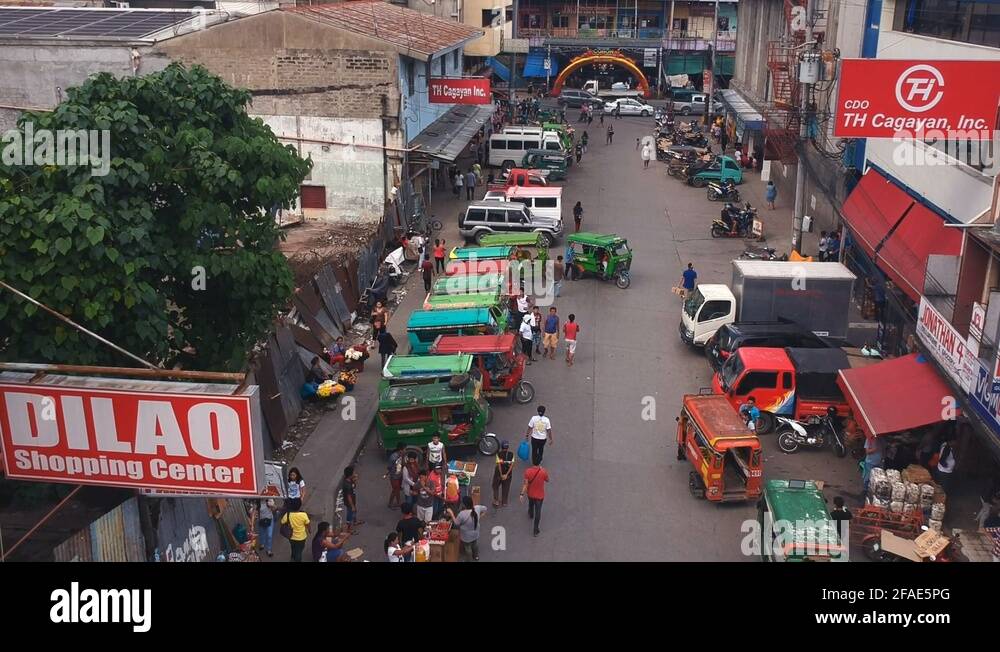 Colorful Aerial View Of A Busy Street In The Philippines Stock Video ...