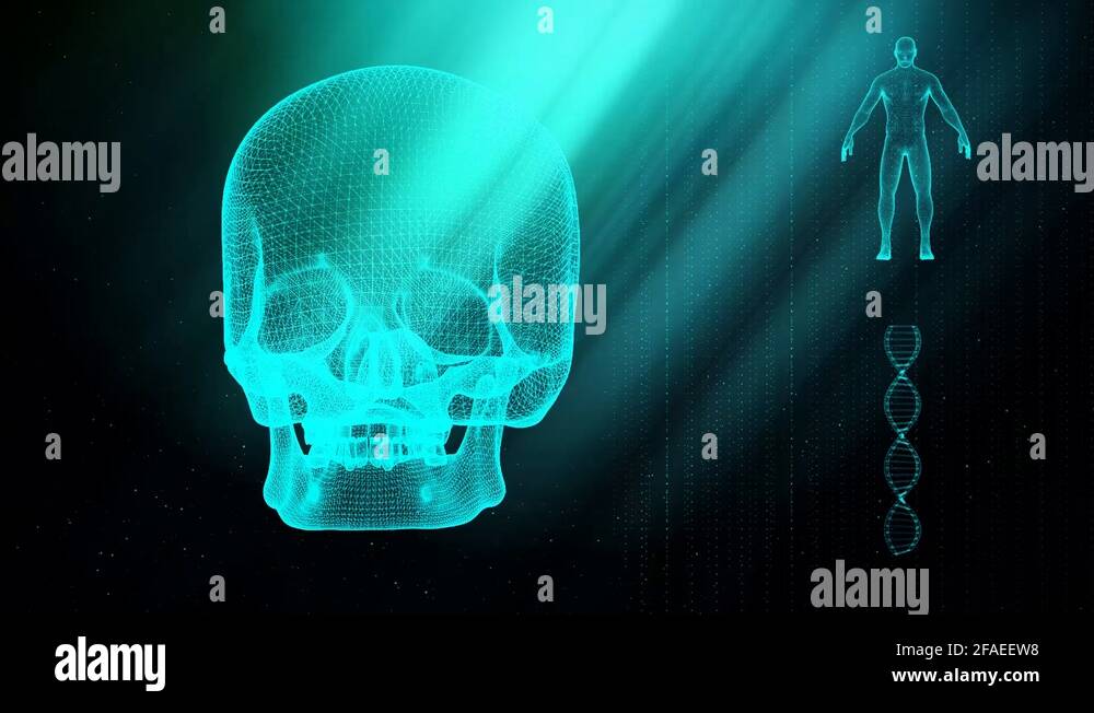 Medical background with DNA strand skull and human body Stock Video ...