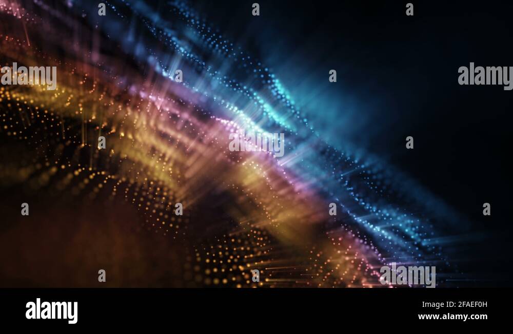 4K Abstract motion background animation shining particles dust wave ...