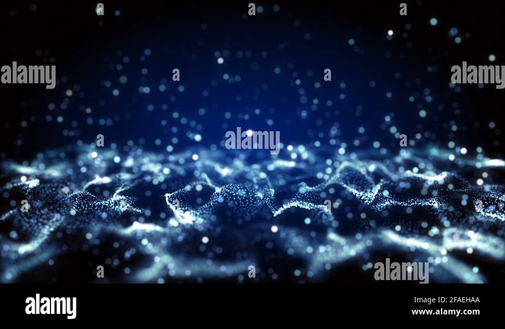 4K Abstract motion background animation shining particles dust wave ...