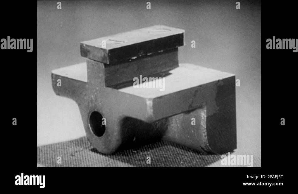1940s: Clamp part. Cross section of clamp part. Lines highlight screw ...