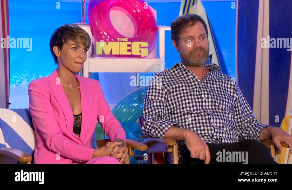 Actress Ruby Rose and actor Rainn Wilson at 'The Meg' movie interview ...
