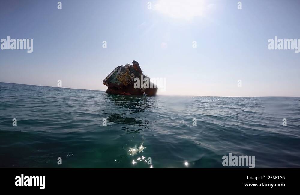 Sunken ship lies in water Stock Video Footage - Alamy